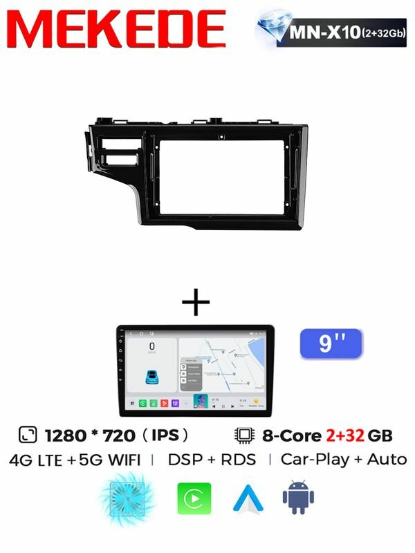 Магнитола 9" Mekede MN X10 Pro 2/32 Gb Honda Jazz 3 2015-2020 Fit 3 GP GK 2013-2020 (A) carplay
