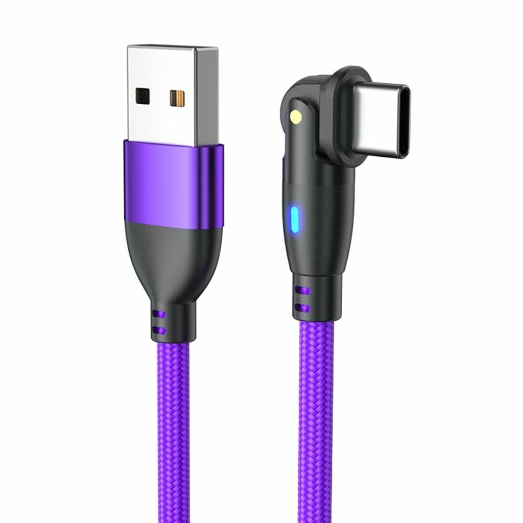 Кабель для зарядки и передачи данных с поворотом USB на 180 -2 м-фиолетовый
