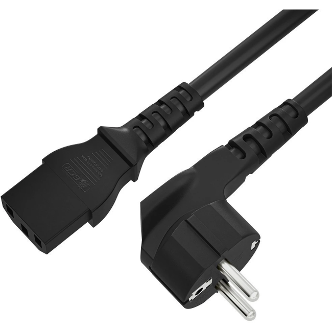 Greenconnect GCR-54377 GCR Кабель питания PROF 2.0m, Евровилка угловая - С13, 3*1,0mm, черный,
