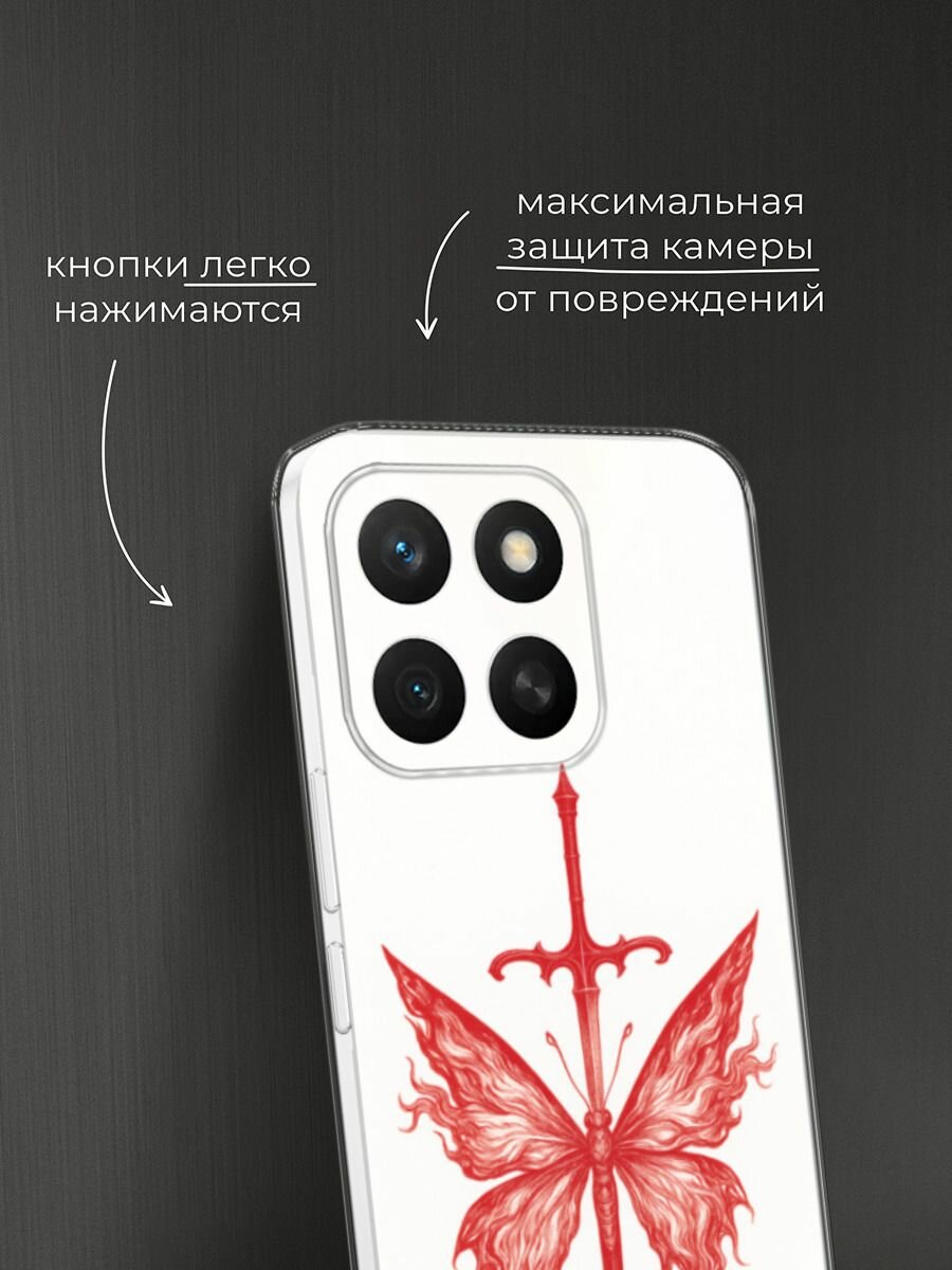 Силиконовый чехол на Honor X8c / Хонор X8c с принтом Бабочка и меч 3 — фото 1