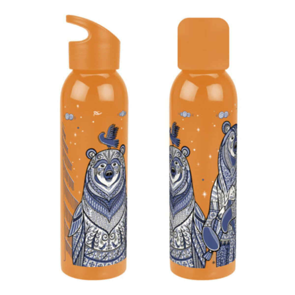 Бутылка для воды «Медведь и Медведица. Мезенские мотивы (т)» (оранжевый)