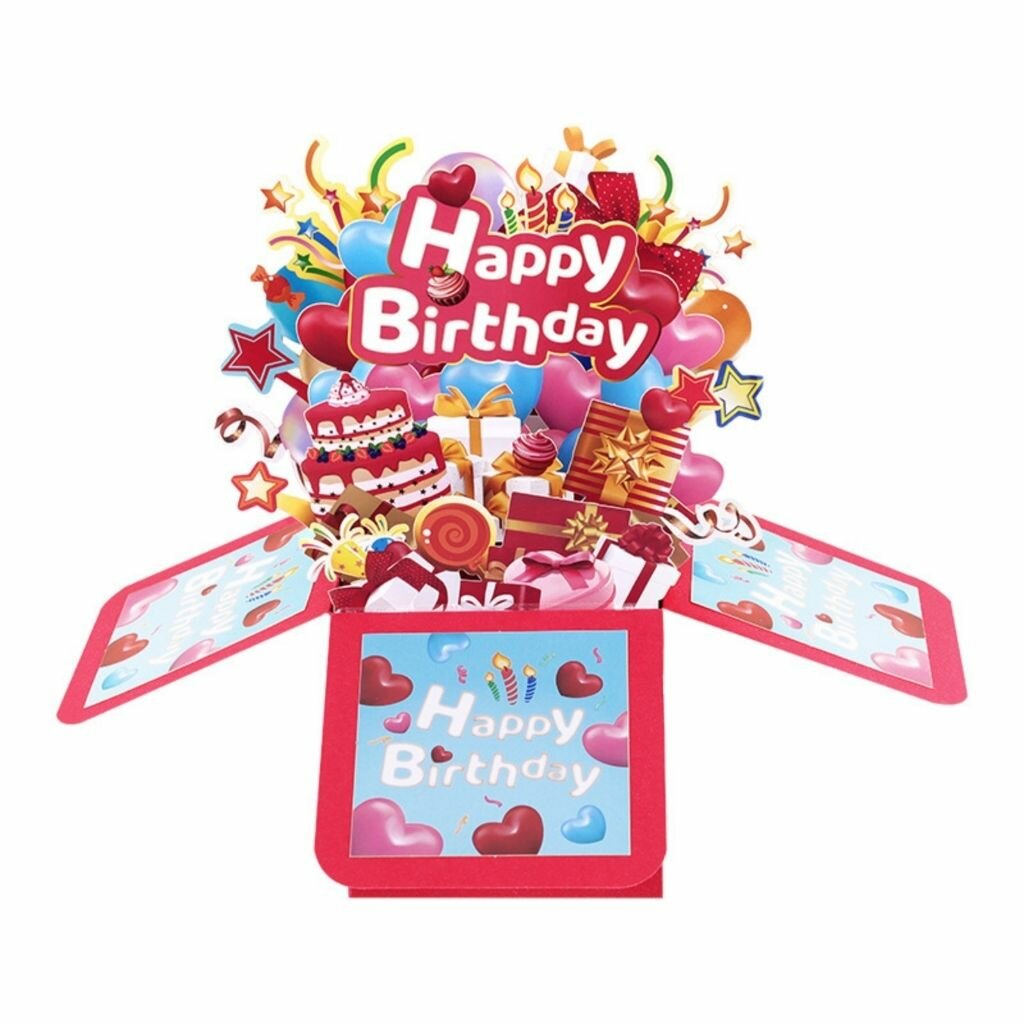 3D трехмерный квадратный бокс-сет с поздравительной открыткой-любовный шар ярко-красного цвета