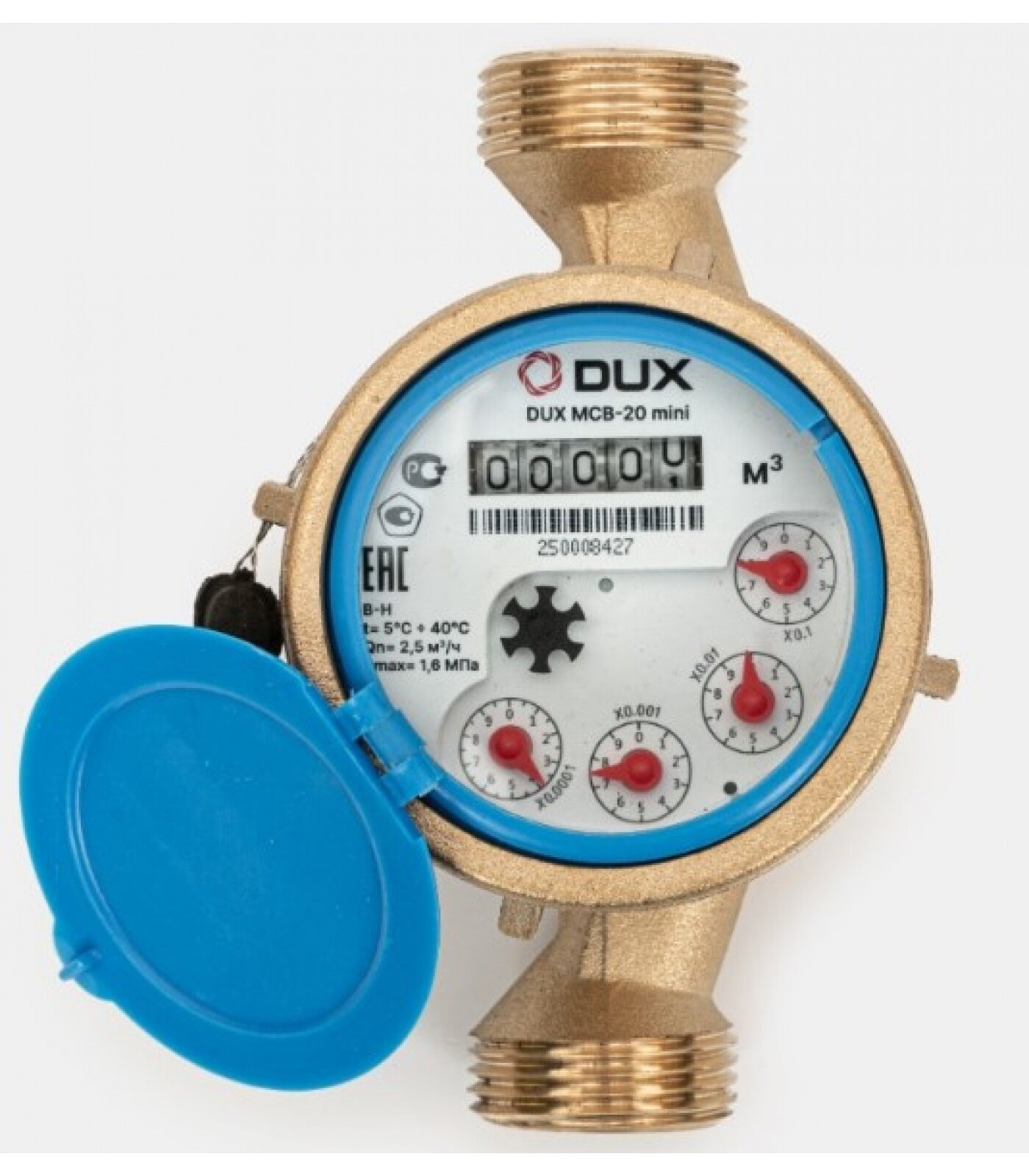 Счетчик для воды универсальный 1", СВ Д-25-160, одноструйный, с комплектом монтажных частей, DUX | DUXСВ25-160