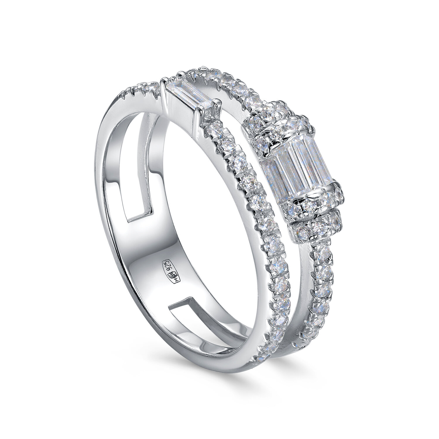 Кольцо, серебро, 925 проба, фианит