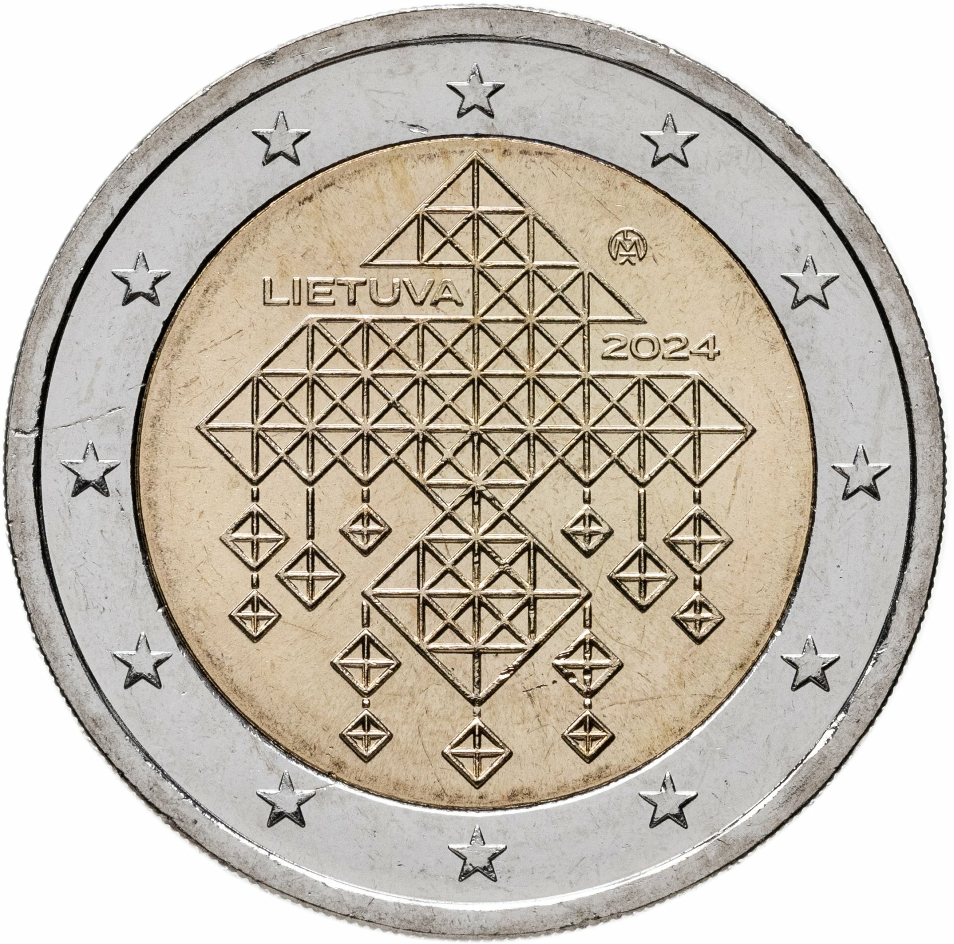 Литва 2 евро 2024 Соломенные сады, Биметалл, в сохранности UNC