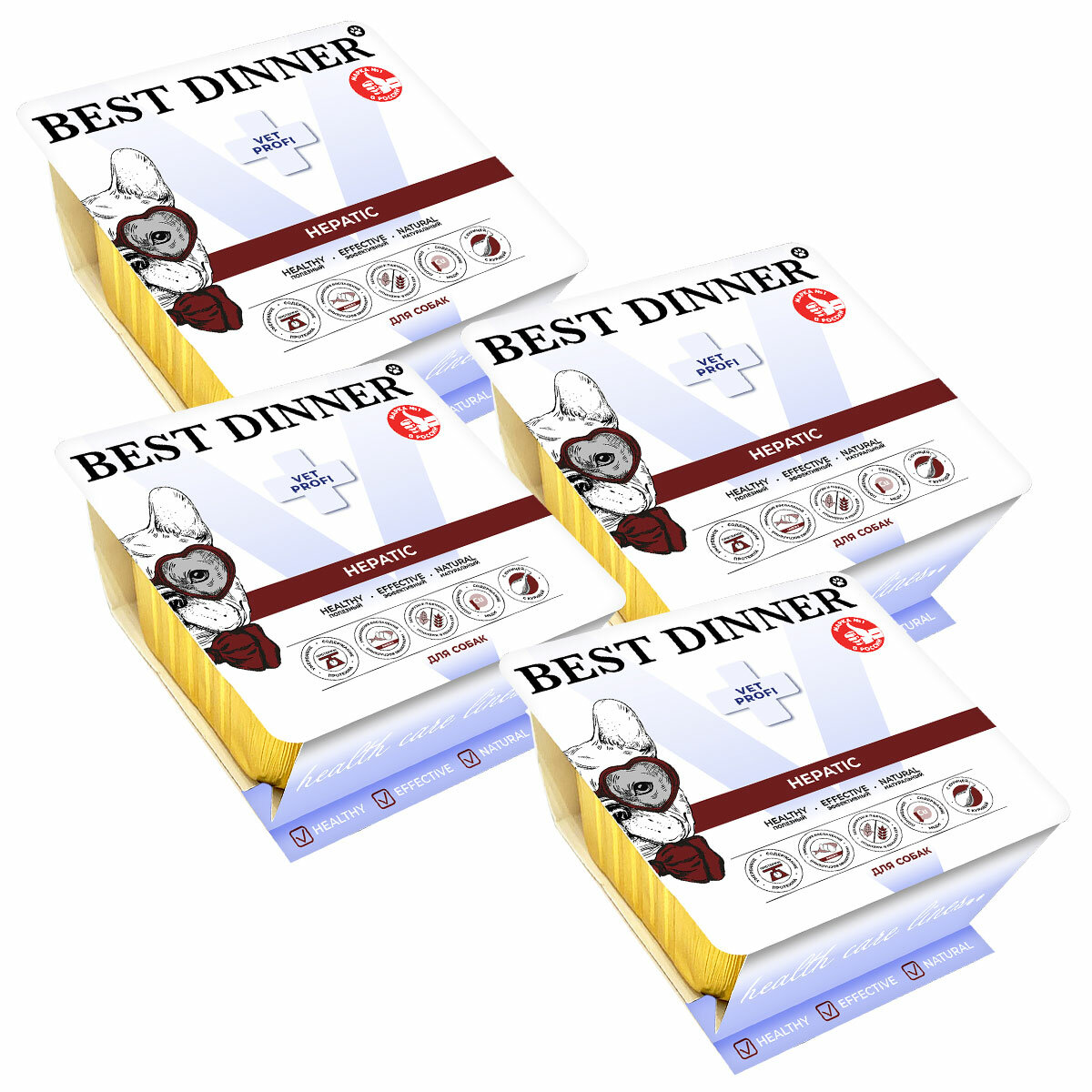 Корм влажный Best Dinner Vet Profi Hepatic для взрослых собак при заболеваниях печени паштет, курица, 100 г х 4 шт