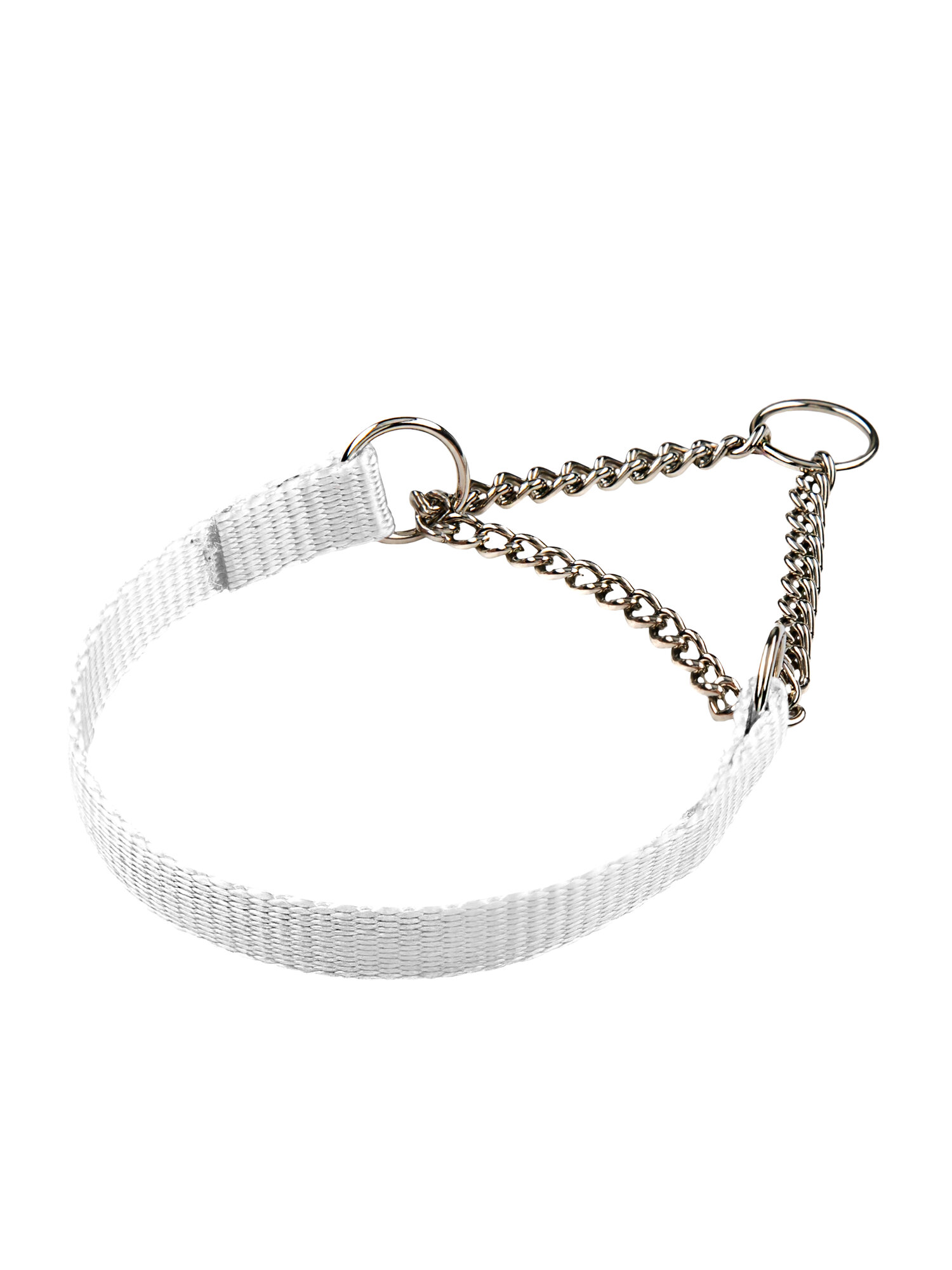 Ошейник-полуудавка для собак ZooOne лента 10 мм (18-25 см) с цугом (никель) белый 75-2993