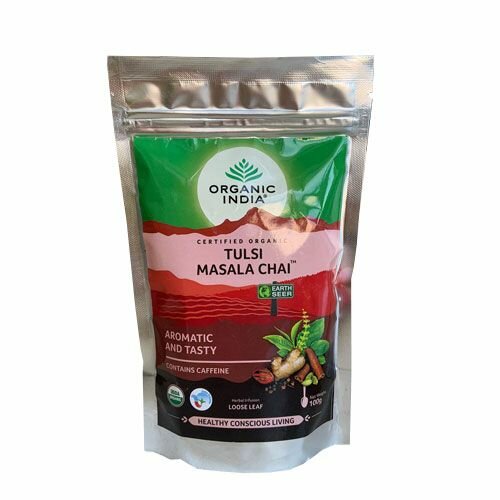TULSI MASALA CHAI, Organic India (тулси масала ЧАЙ ароматный и вкусный, Органик Индия), 100 г.