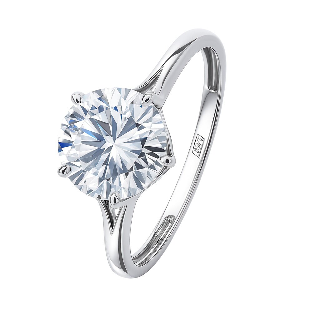 Кольцо, серебро, 925 проба, родирование, фианит