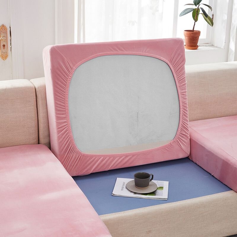 Покрытие для подушки дивана из высококачественного бархата, pink, 1 сиденье