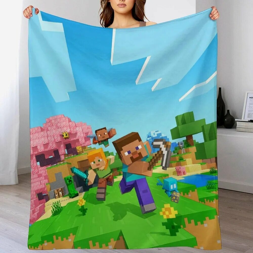 Minecraft Плед плюшевый, фактурный , Велсофт, 200 см х 150 см