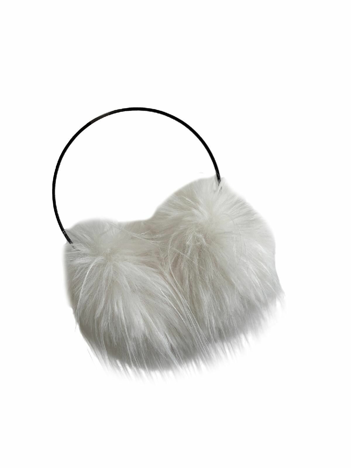 Наушники меховые, Плюшевые теплые наушники JK_белый