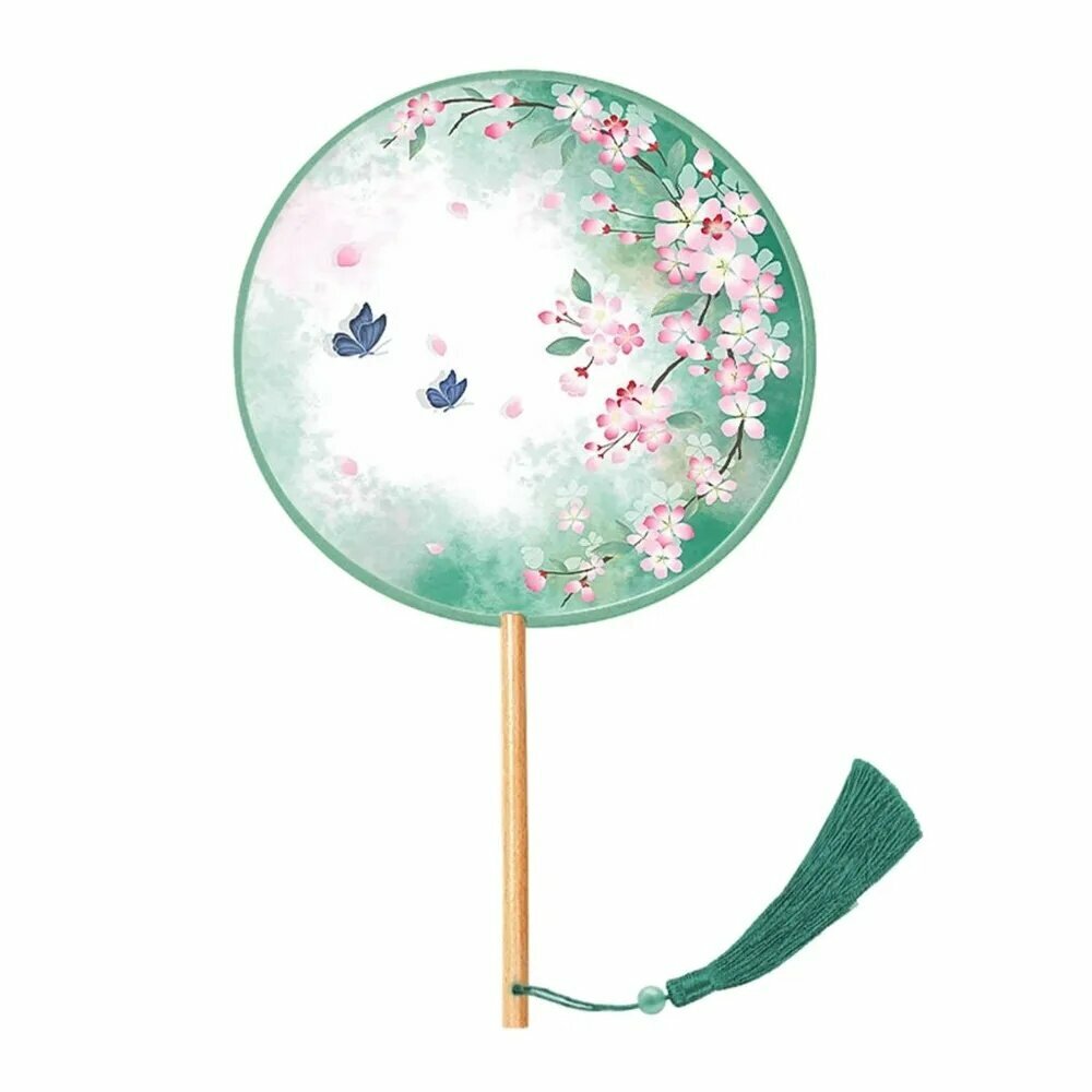 Круглый веер с китайским узором, Классические шелковые кисточки для рук