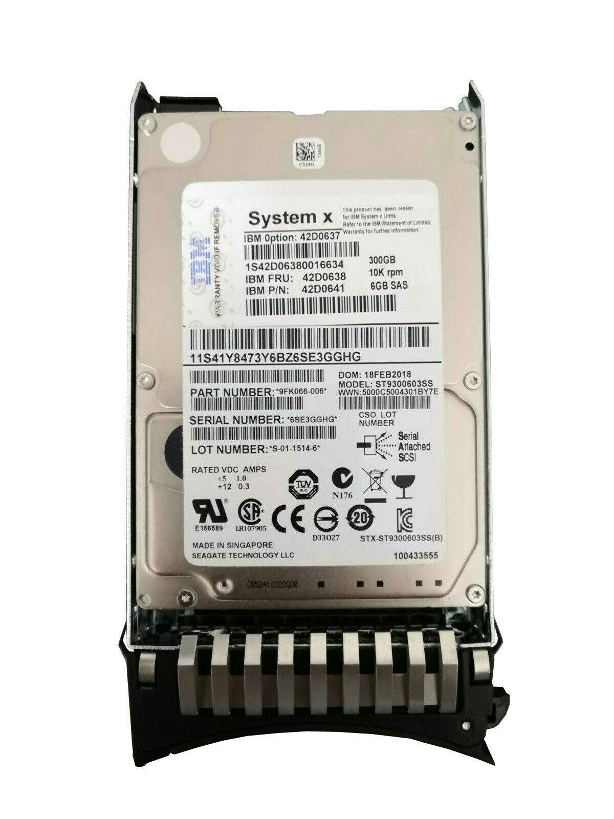 Жесткий диск IBM Lenovo 300GB 2.5 10K RPM SAS 6G Hot-Swap (42D0638) 42D0637, 42D0641