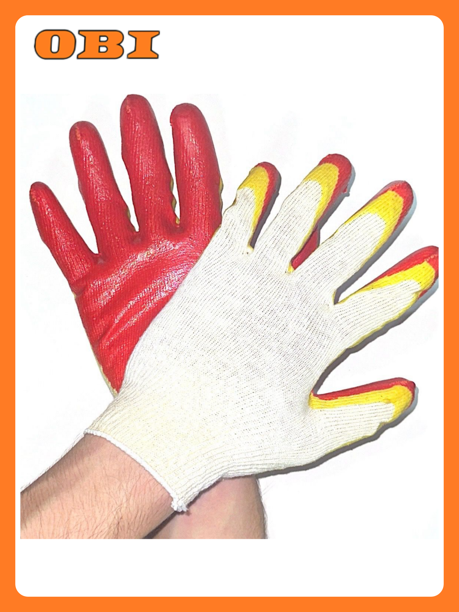 Перчатки рабочие двойной латексный облив красный 1 пара