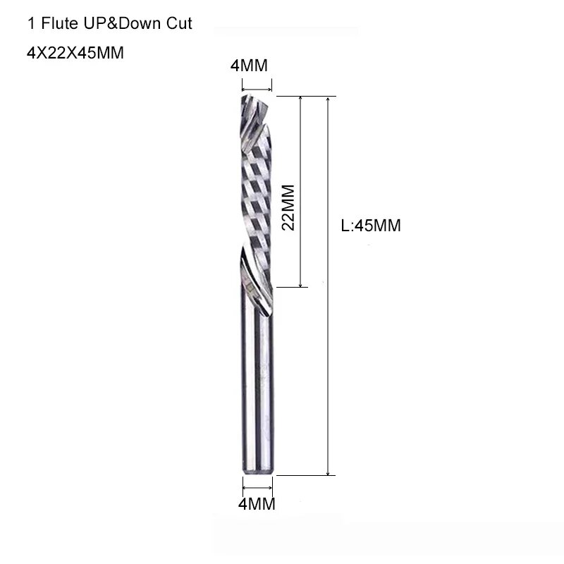 Спиральные концевые фрезы из твердого сплава 5A 3.175/4/5/6/8 мм CNC 4X22X45mm