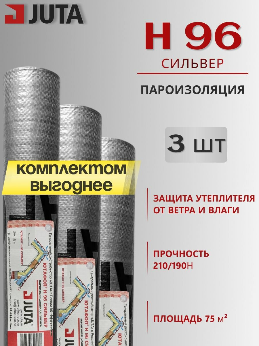 Пароизоляция Ютафол H 96 (3 шт) для кровли, стен, потолка
