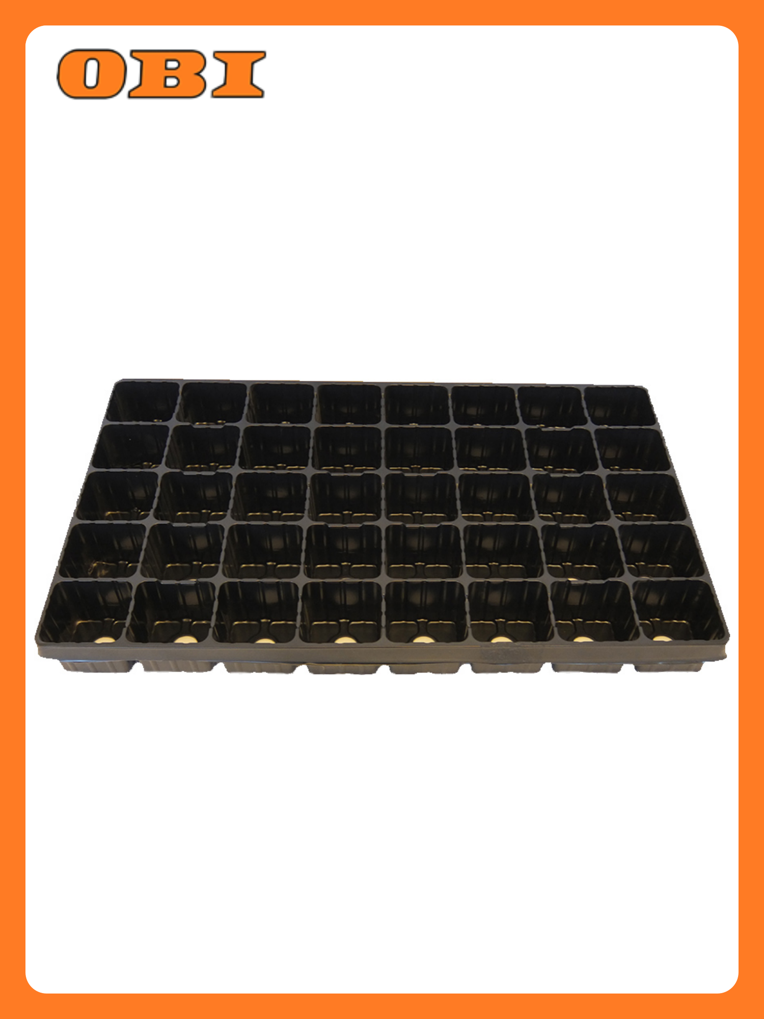 Кассета для рассады, 40 ячеек, пластик, 52x31x5,1 см, черная