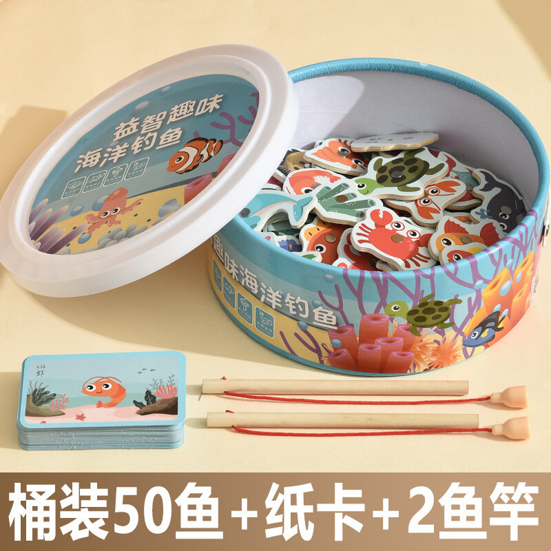 Новый бочонок Магнитная рыбалка игрушки детские деревянные настольные игры деревянный детский сад Детский костюм оптом