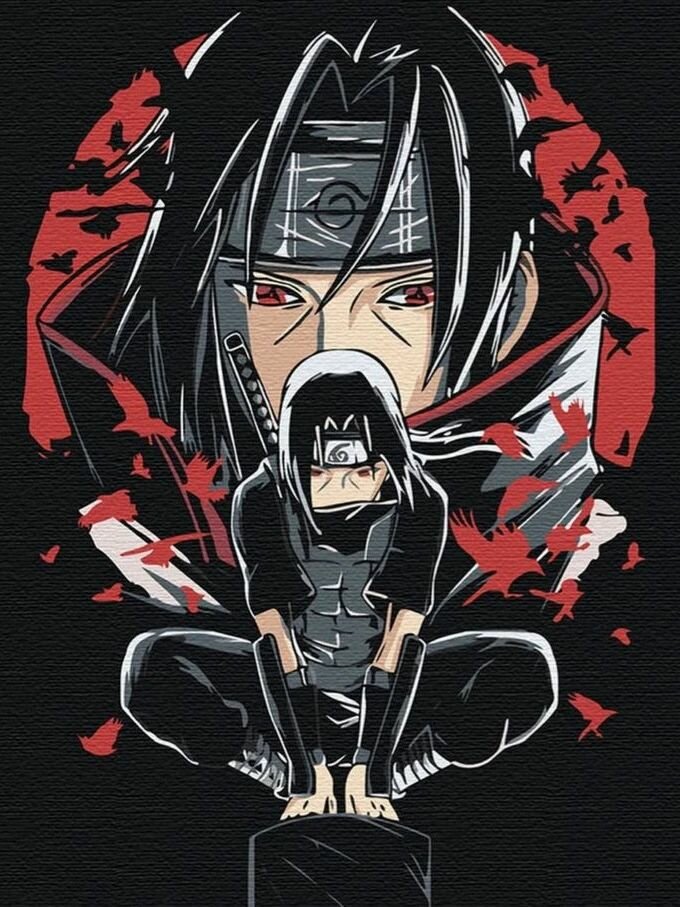 Алмазная картина "Мультфильм Учиха Итачи" алмазная огранка 40х50 см,40X50CM, белый