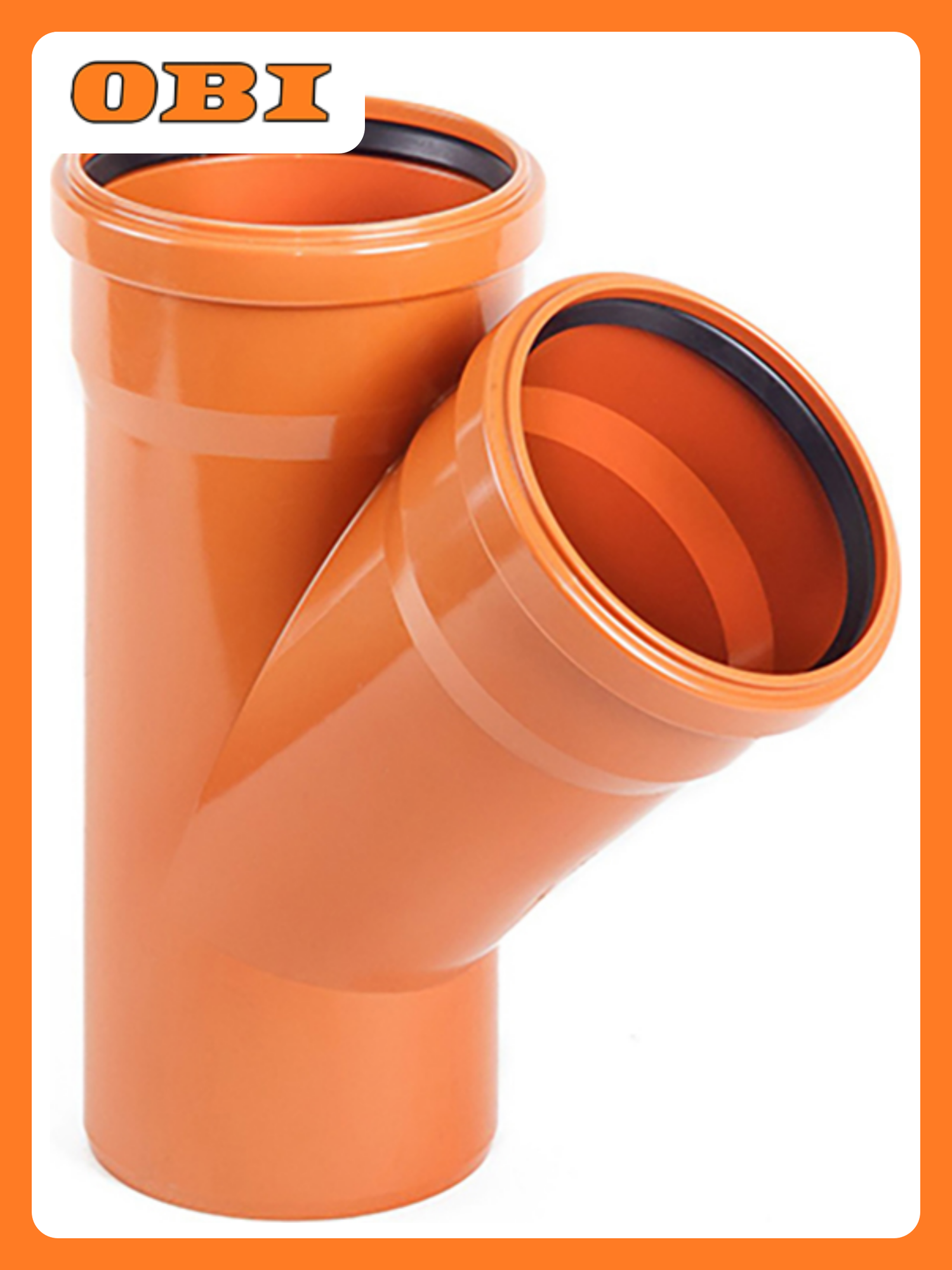 Тройник хемкор, НПВХ, для наружной канализации, раструбный, 110мм, 45°, оранжевый