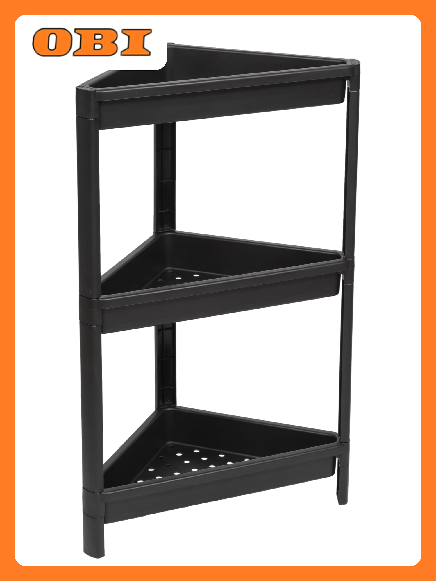 Этажерка VIKEA угловая 3-х ярусная чёрная