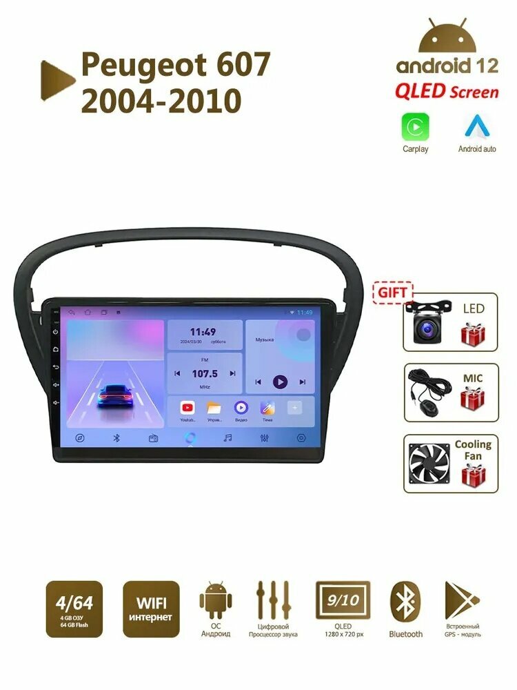 Icreative Устройство головное, диагональ: 9", 2 DIN, 4ГБ/64ГБ