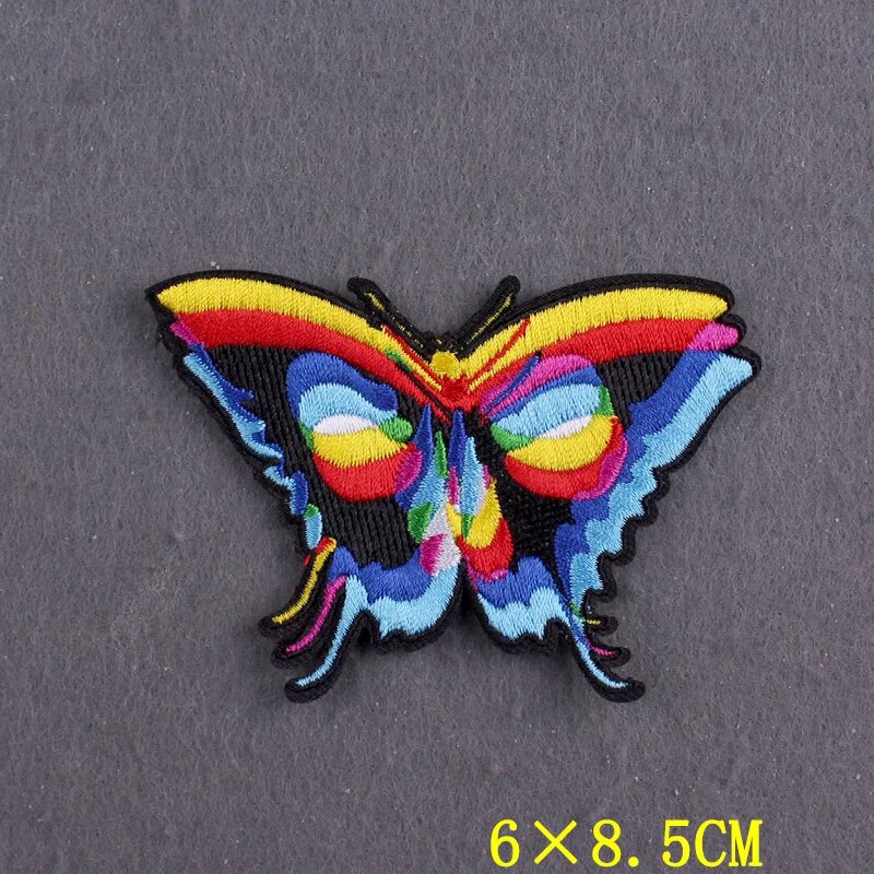 Вышитая нашивка бабочка, 6x8.5 см, Черный, PE7662CT
