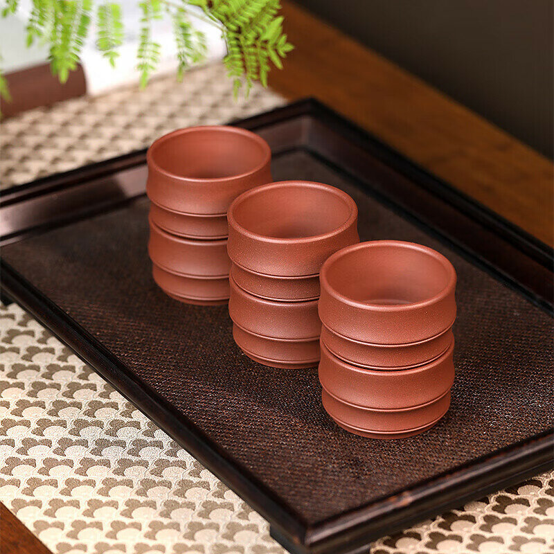 Bai Nian Li Yong Yixing Zisha Tasting Cups, Original Ore Clear Water Clay Bamboo Joint Master Cups, Kung Fu Tea Set, Tea Brewing Cups, Set of 6