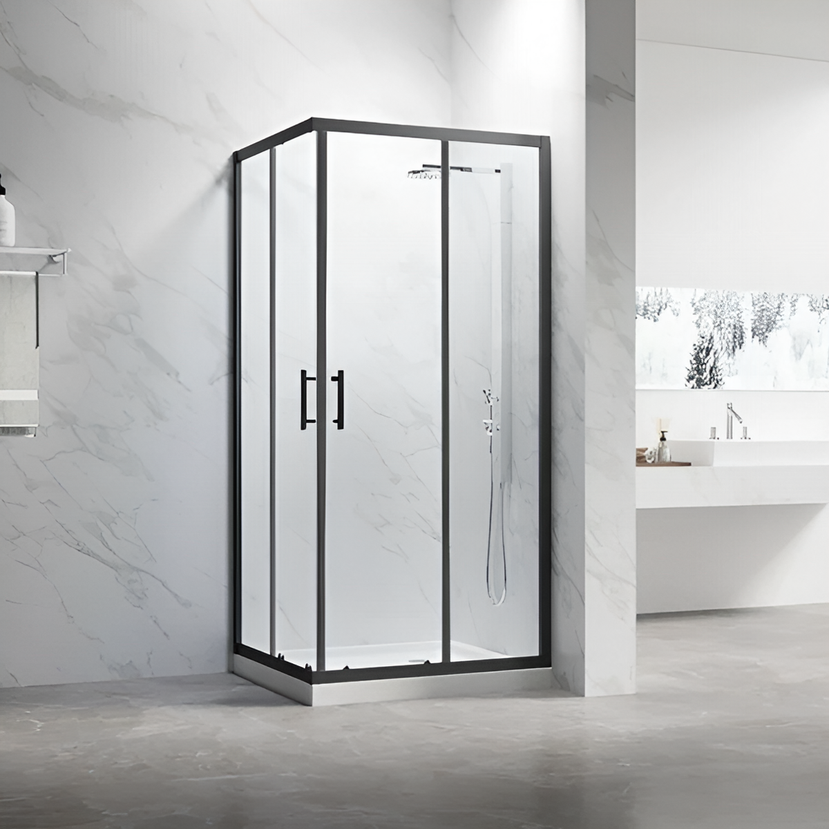 Душевой угол Veconi Rovigo RV-27B, 1200х900х1900, черный, стекло прозрачное