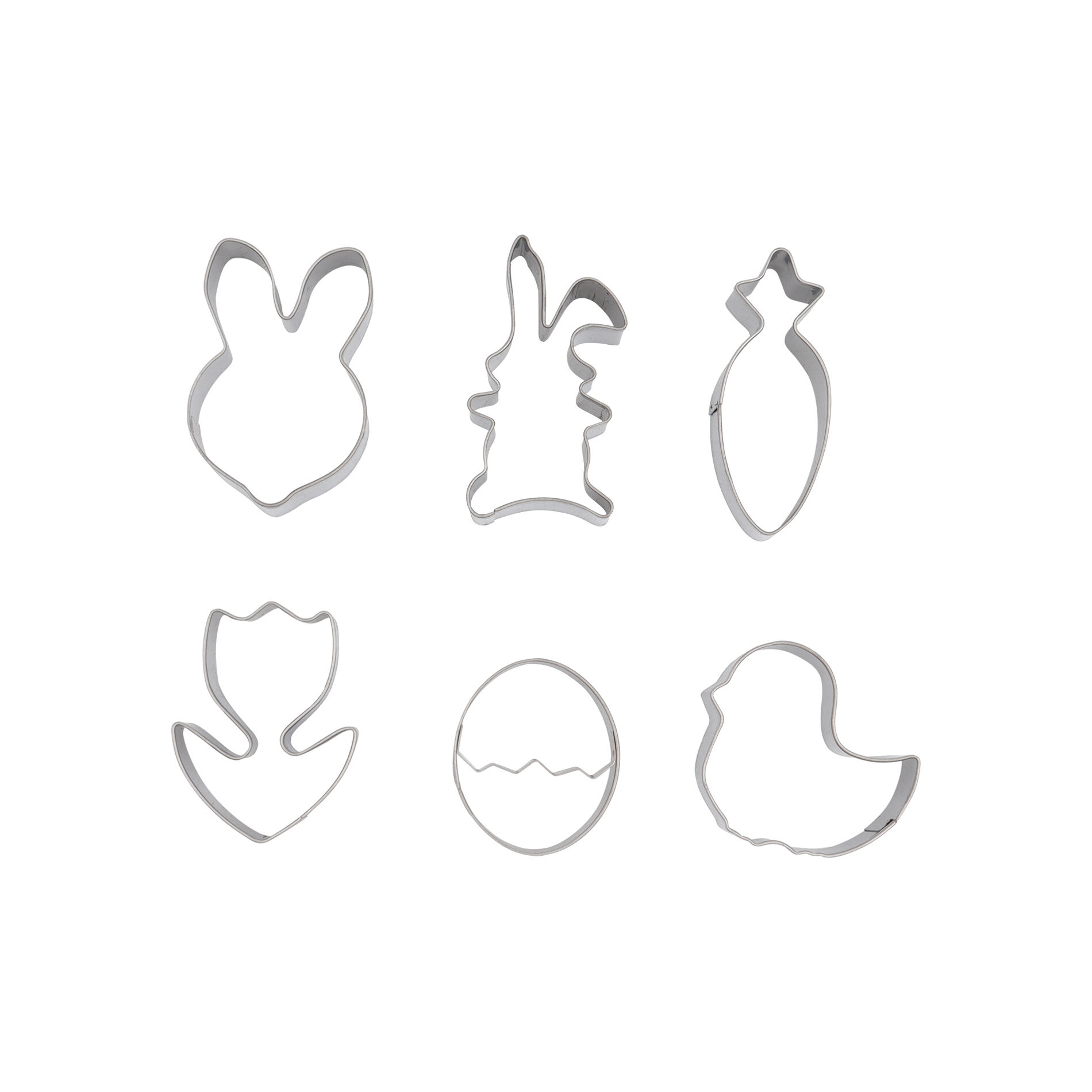 Набор вырубок форм для приготовления пряников и печенья, Пасха, 4-6 см, 6 штук, нержавеющая сталь, Paderno.