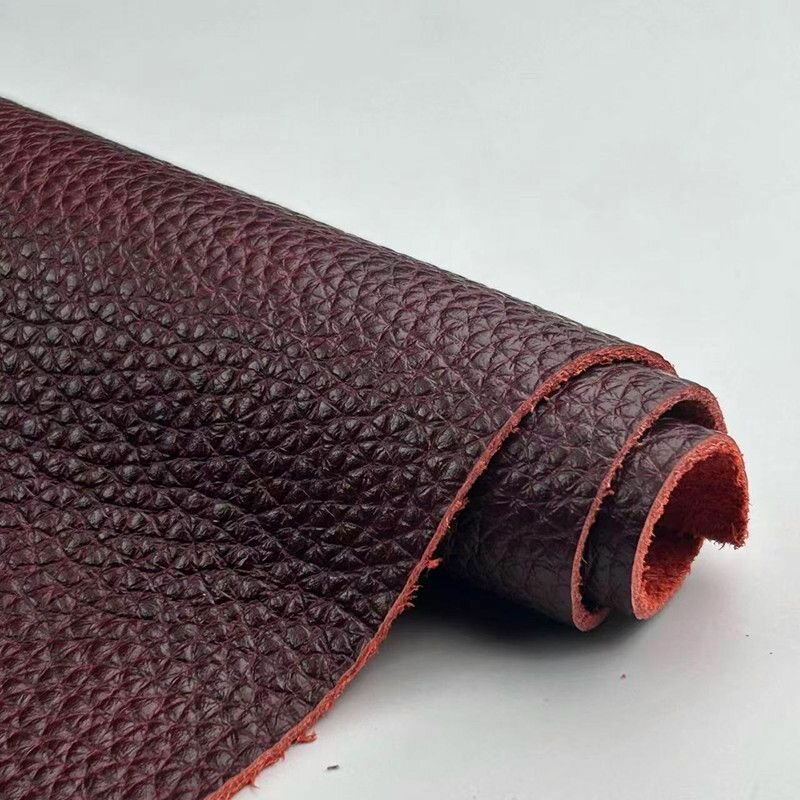 Верхний слой из натуральной кожи коровы, коричневая кожа с текстурой личи, обивка для дивана, прикроватная ткань, ручная работа, DIY