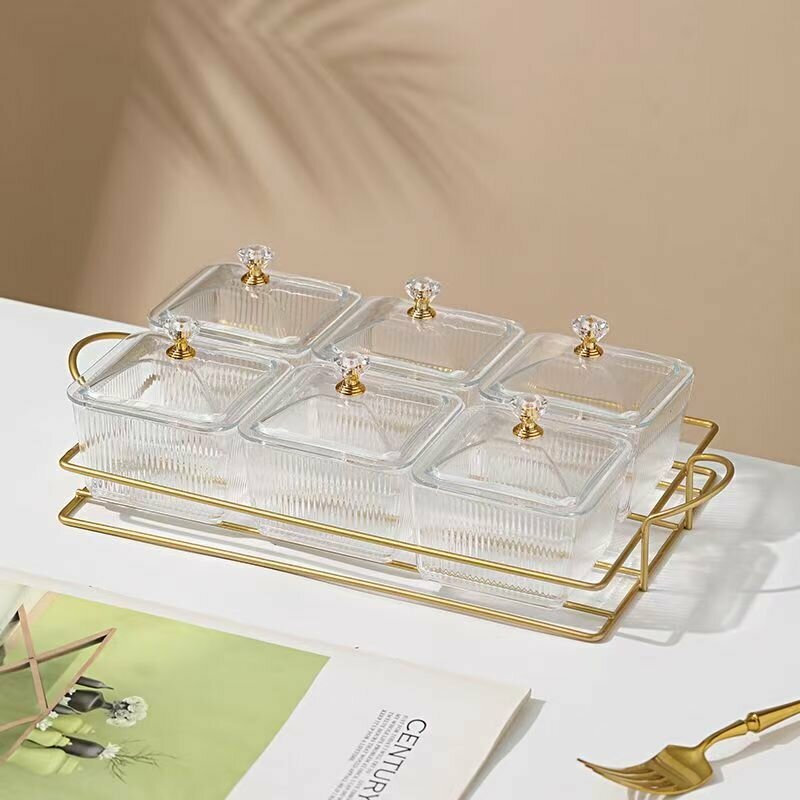 Менажница с крышкой стеклянная