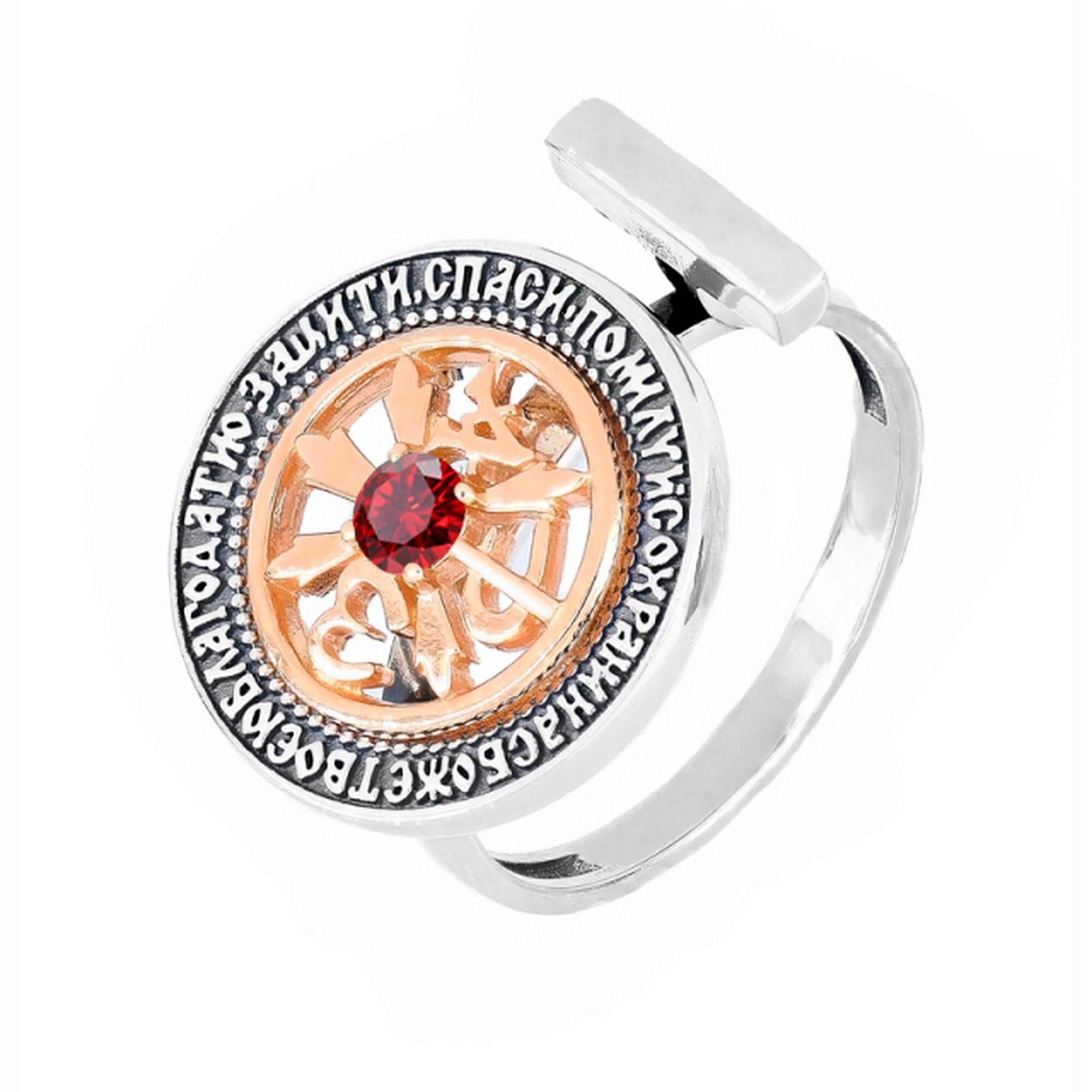 Кольцо, серебро, 925 проба, чернение, гранат