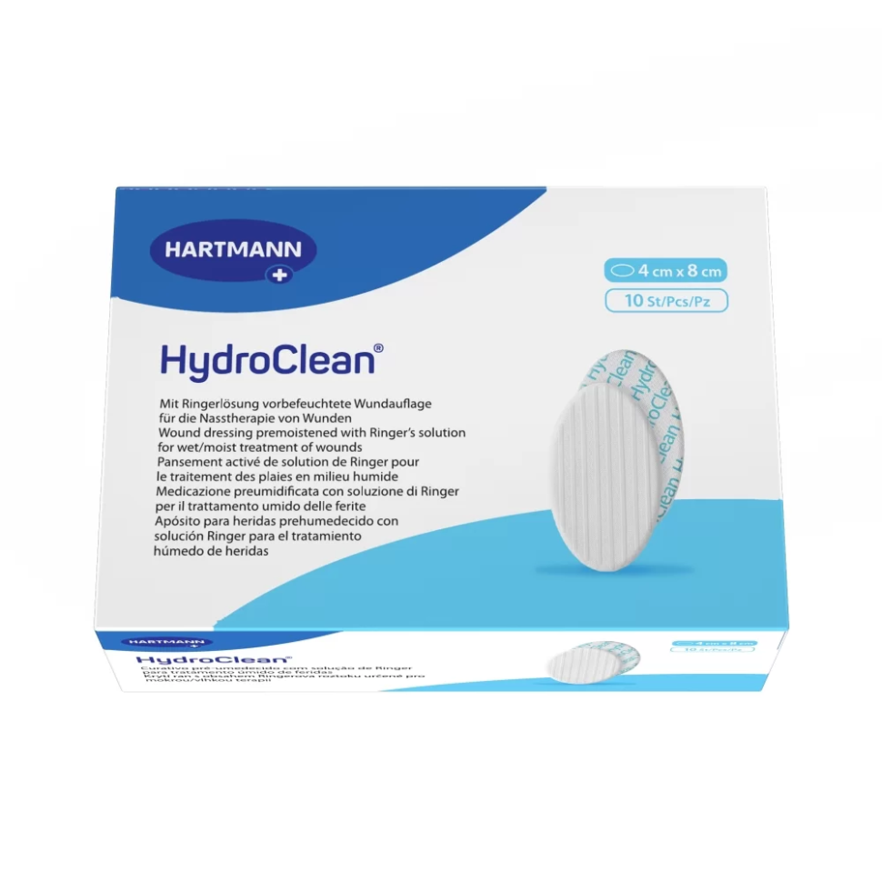 Повязка гидроактивная HydroClean (Гидроклин) 4х8см, с раствором Рингера и антисептиком, 609222 (Поштучно (1 штука))