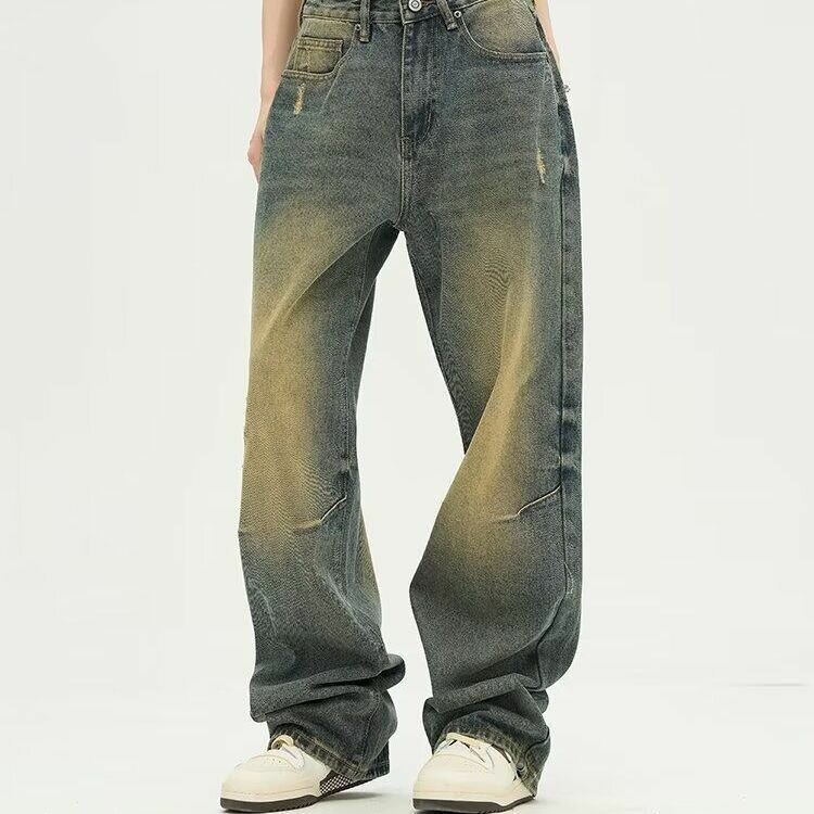 Тренд RONG CH Джинсы Мужские Гонконгские С Надписью Хип-Хоп Стильные Деним, Размер_XL