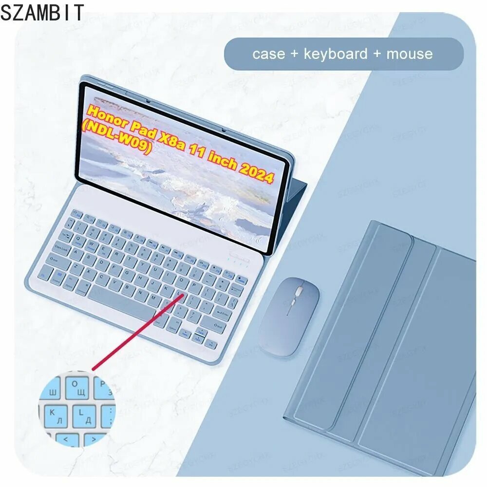 SZAMBIT Чехол-клавиатура с русской клавиатурой для Honor Pad X8a 11 дюймов 2024(NDL-W09/W09A/NDL-L09)