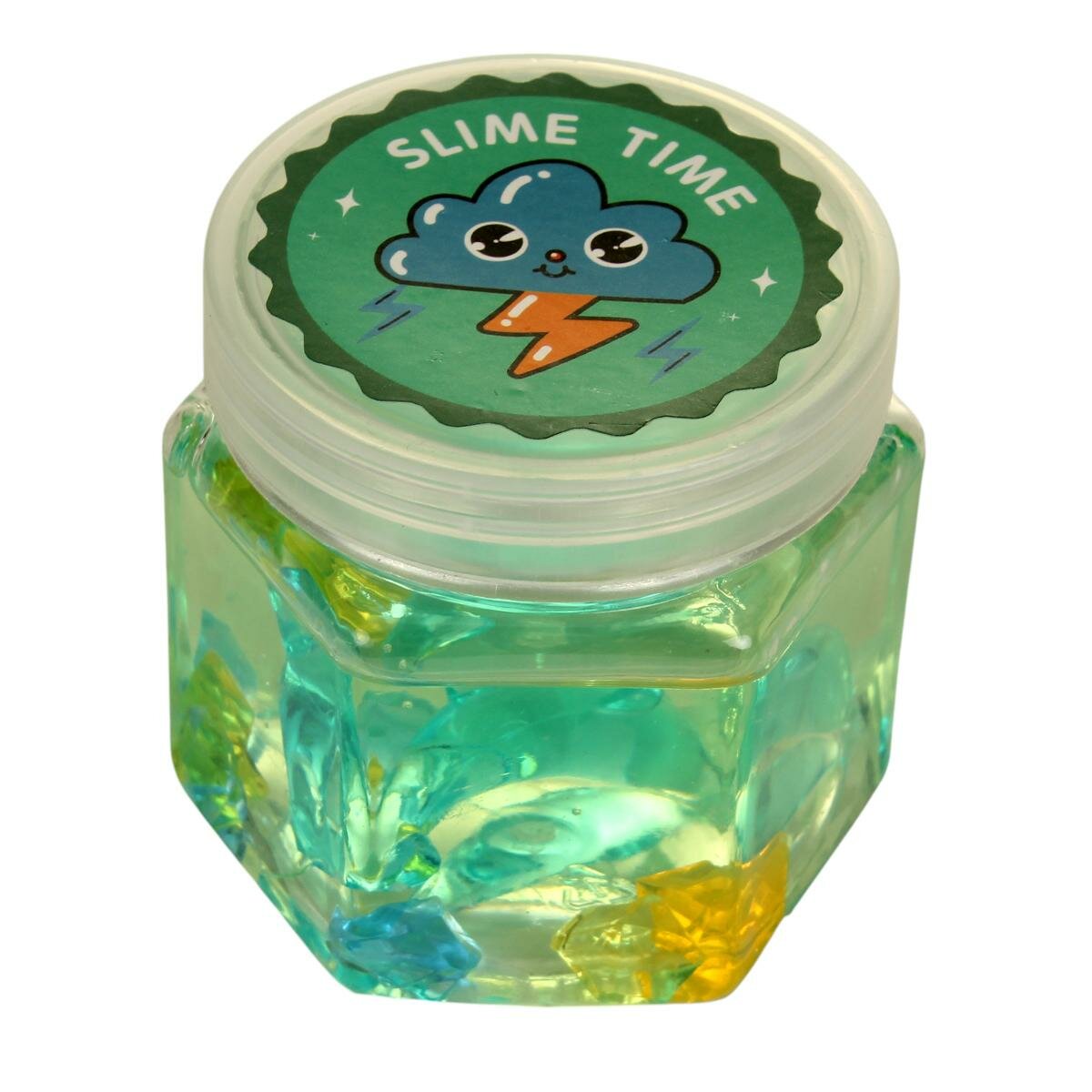 Лизун в банке 120 г с кристаллами и фигуркой животного, 4 цвета микс, с-30804л