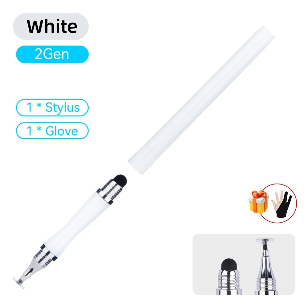 Стилус White 2Gen с перчаткой для iPad