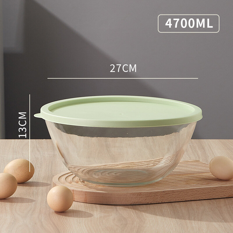 Стеклянная чаша устойчива к высоким температурам и подходит для замешивания и расстойки теста. Это большая бытовая чаша для ферментации, выпечки и взбивания сливок.