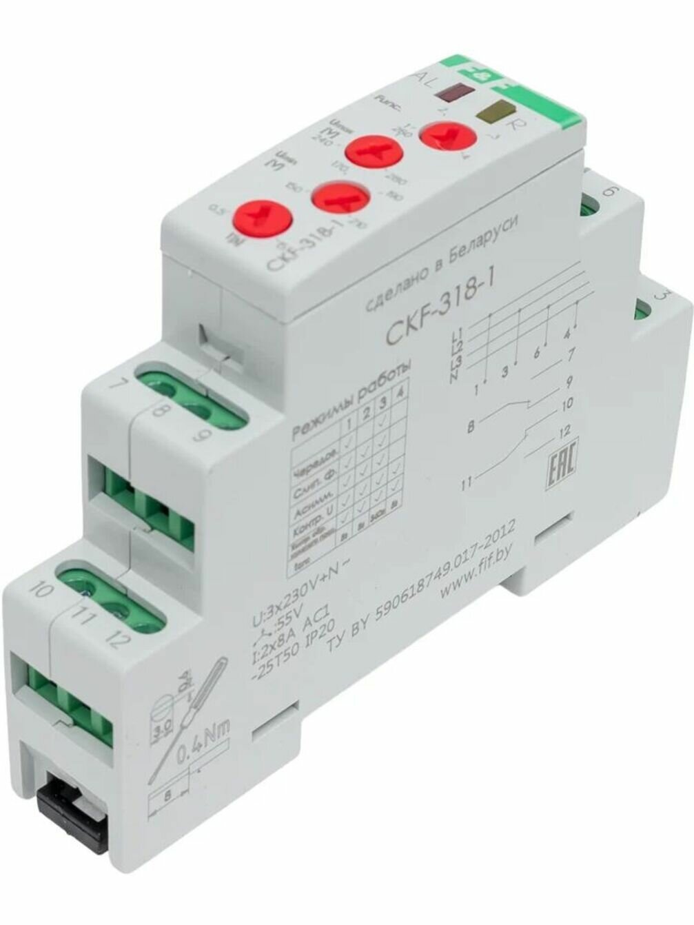 Реле контроля фаз Евроавтоматика F&F ckf-318-1 EA04.002.007