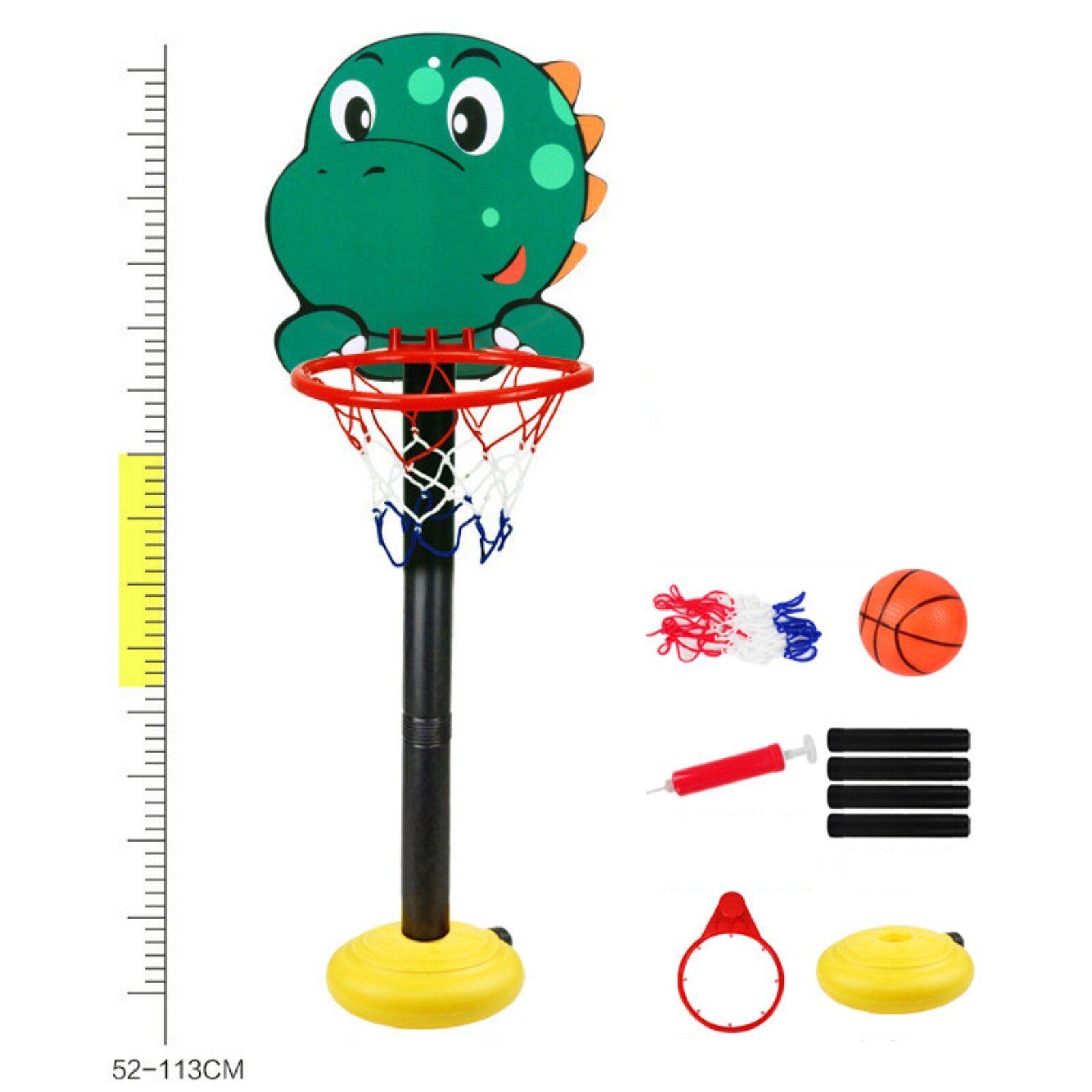 Набор для игры в баскетбол Vikszoy для детей 1-3 лет с регулируемым кольцом, для дома и улицы, цвет: синий, зеленый, размер: 110x25cm/11.8x0.6in, вес: 460g/0.46lbs, в комплект входят: 1 кольцо для баскетбола, 1 насос, 1 мяч, clearance