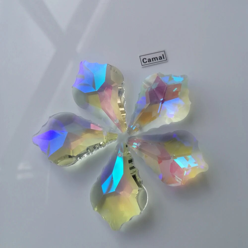 Camal 5 шт. 38 мм K9 AB цветной кленовый лист, Хрустальные стеклянные призмы, подвесной светильник в виде капли, подвесной светильник, люстра, подвесные украшения