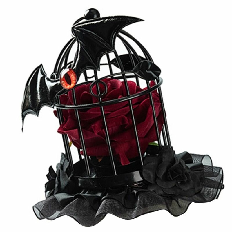 Маленькая шляпа-цилиндр с птичьей клеткой в готическом стиле "Темная Лолита" -без сетки