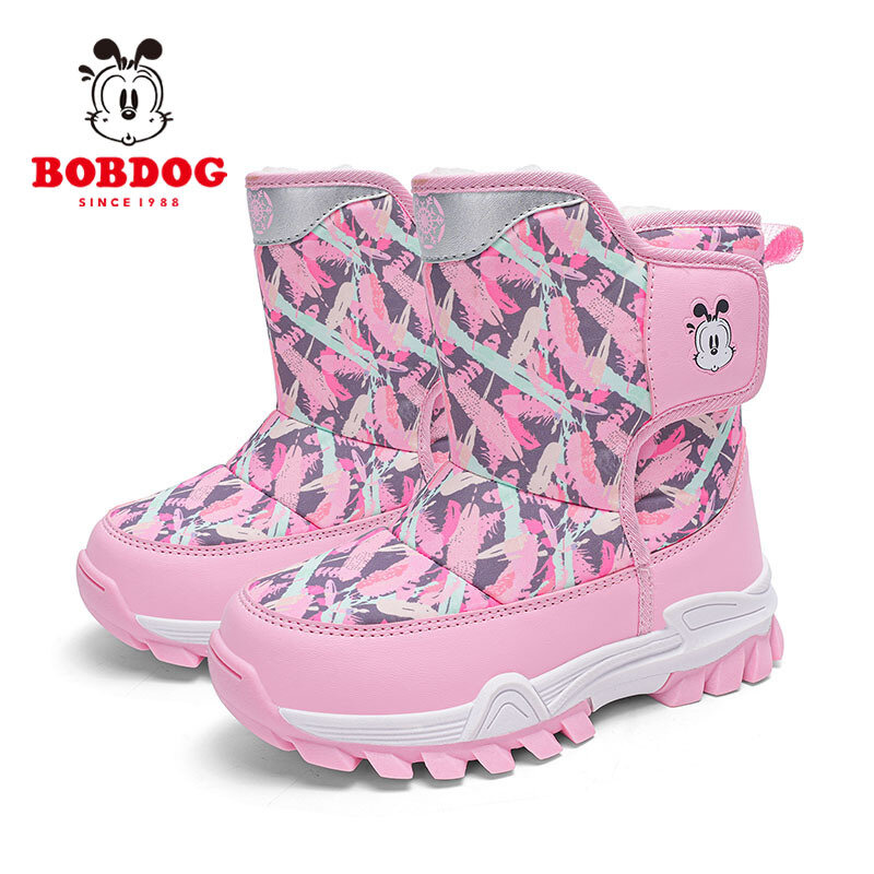 Детская обувь Babudou, зимние сапоги для девочек, утепленные водонепроницаемые сапоги с флисовой подкладкой, нескользящие сапоги для мальчиков