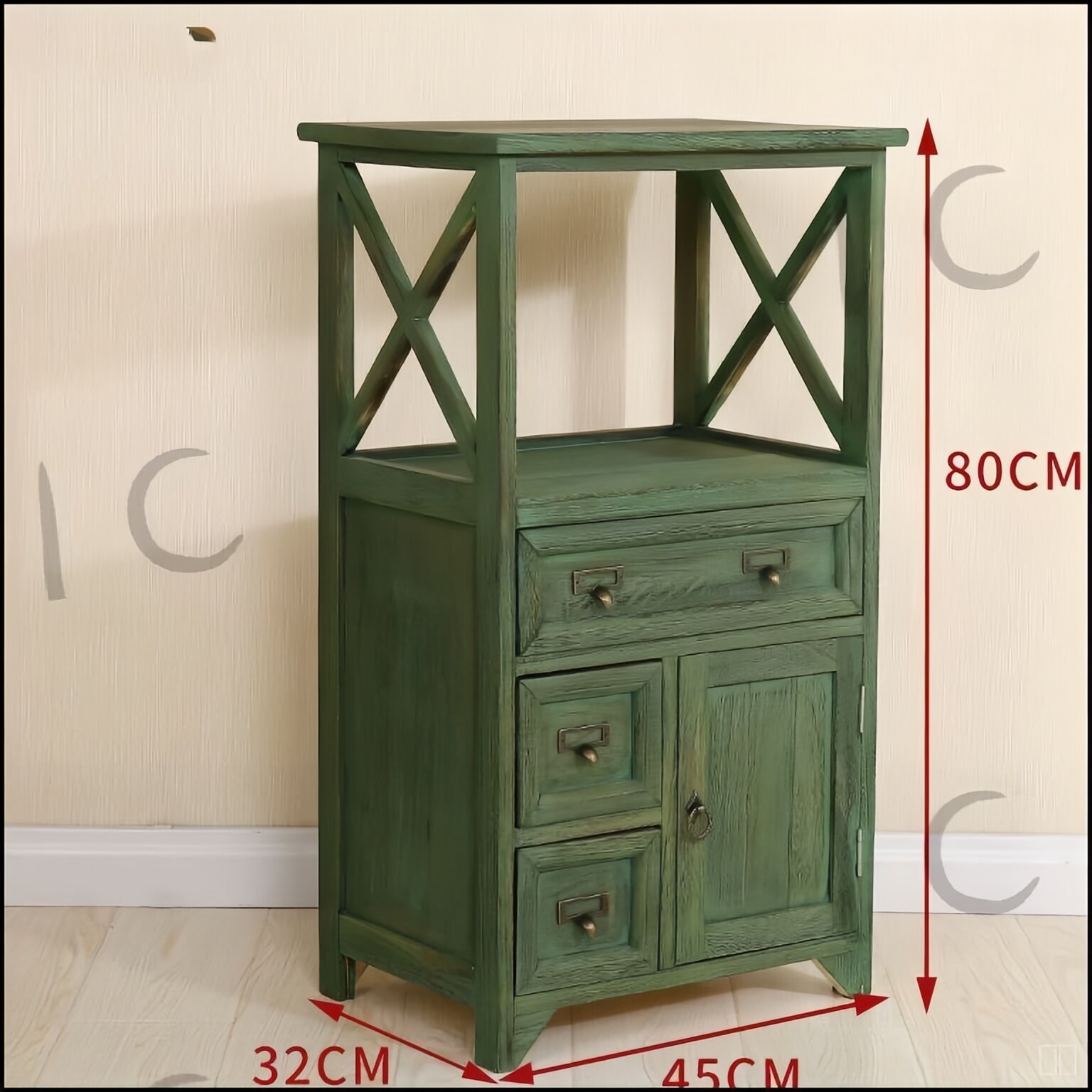 Буфет "Старая мебель", ABS пластик, цвет зеленый, 45x80x32 см