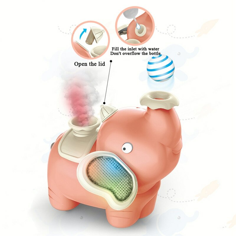 Слон, дующий шар, ходящая игрушка, полый шар, слон, распылитель, увлажнитель, освещение, музыкальный, слон, дующий шар, игрушка, электронный, домашний животный (розовый)