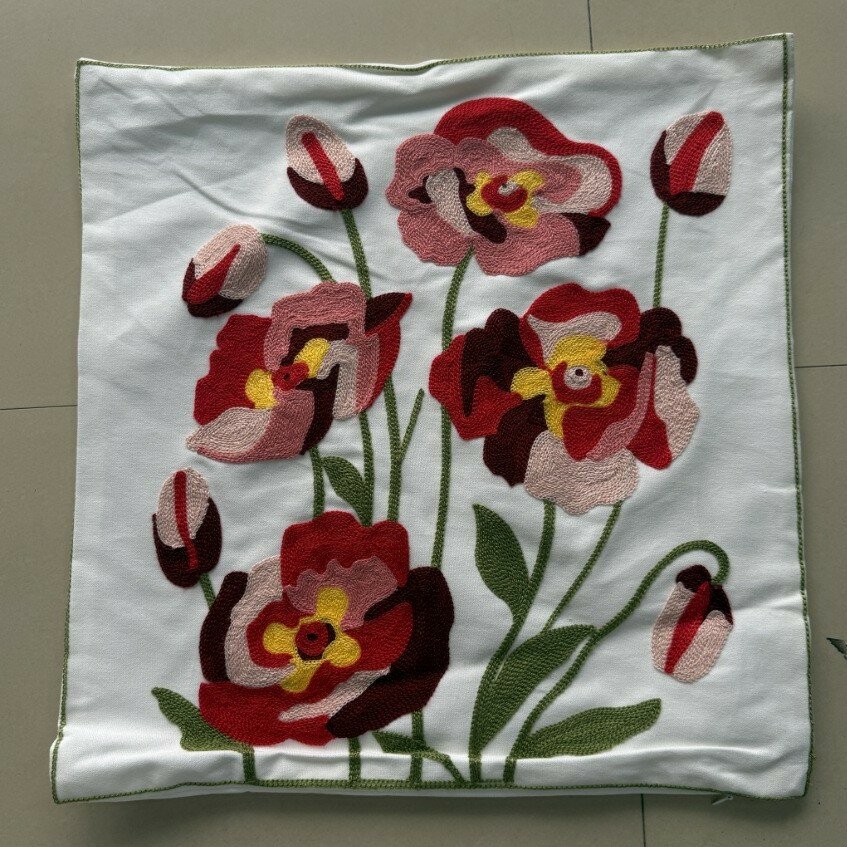 Вышитая наволочка в американском пасторальном стиле 45*45cm （no filling）
