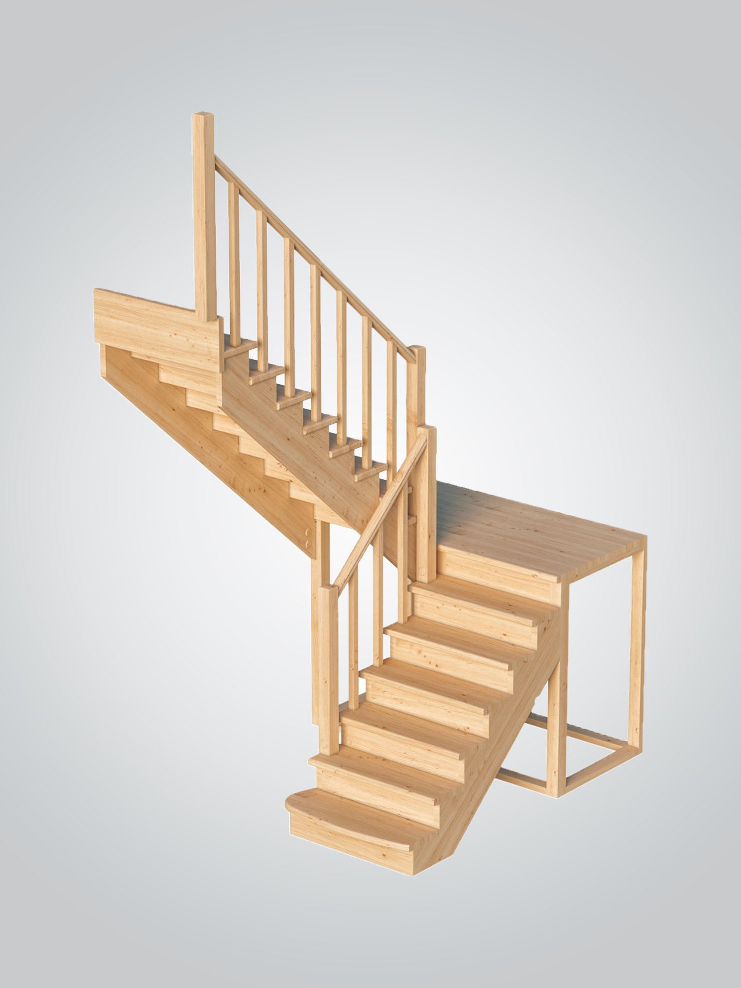 Лестница на второй этаж К-004м/3 Левая с подступенками