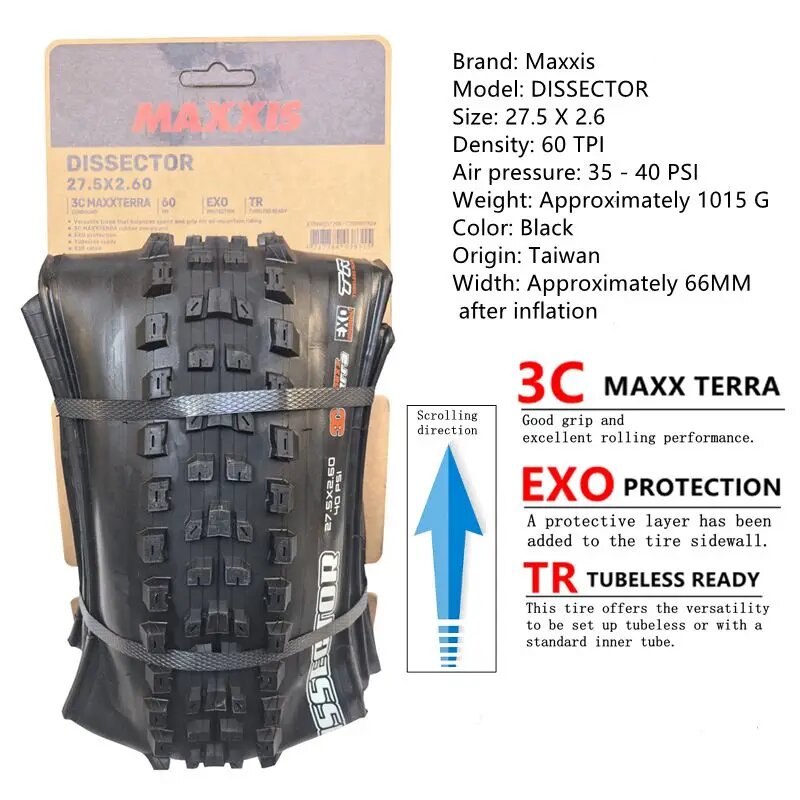 Maxxis Dissector 27.5x2.6, 60 TPI, Черный